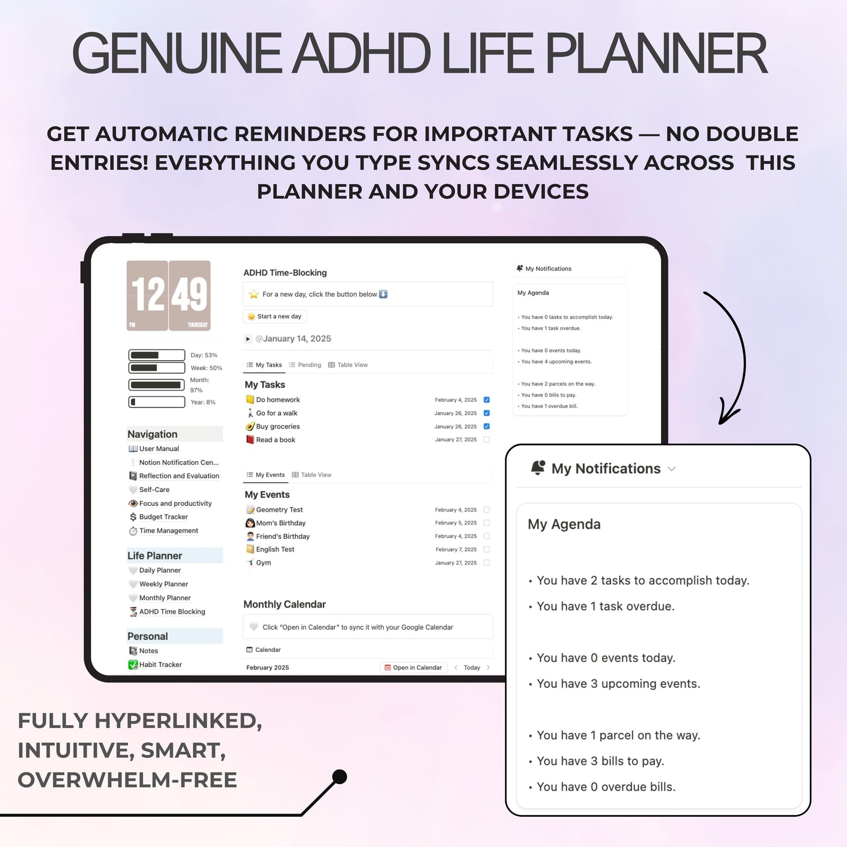 Color-Coded ADHD Notion Planner with an Automated Notification Center ...