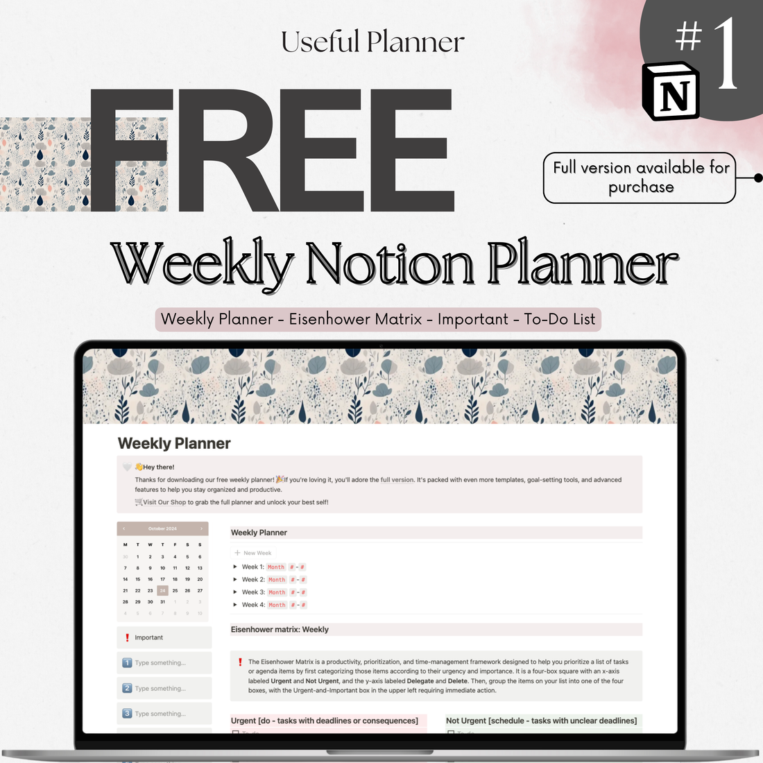 FREE NOTION WEEKLY PLANNER – UsefulPlanner